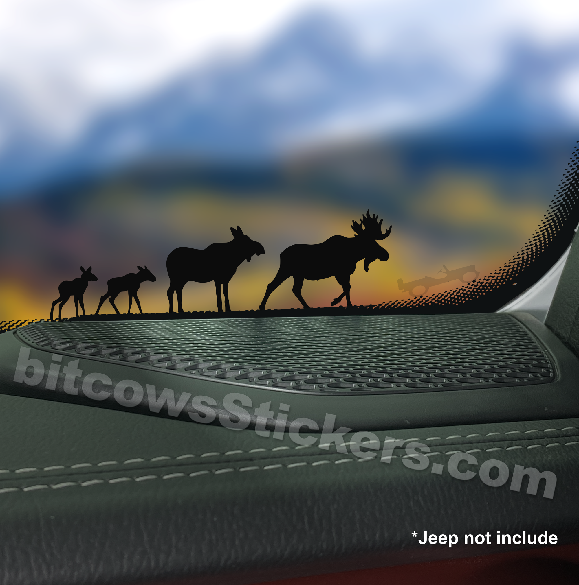 Moose Family Windshield Window Decal Sticker Easter Egg – bitcowsstickers